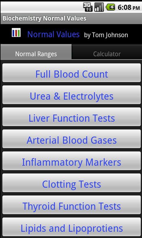 Biochemistry Normal Values APK للاندرويد تنزيل