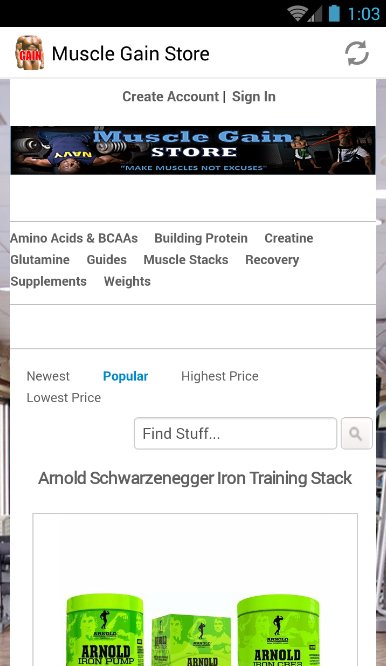 Muscle Gain Store APK للاندرويد تنزيل