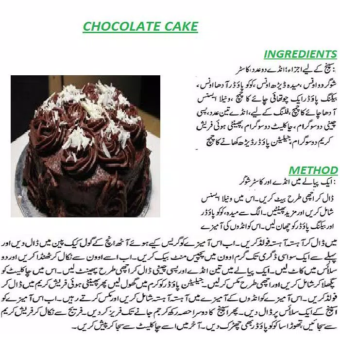 Cake Recipes In Urdu