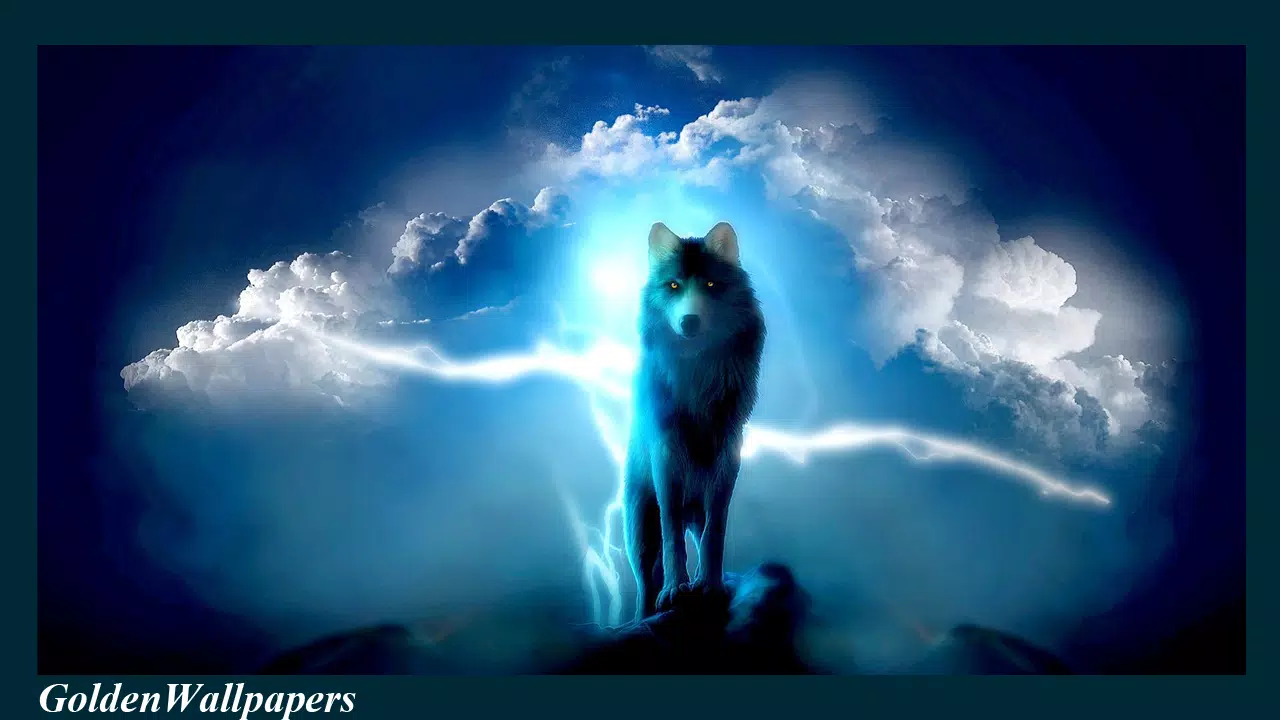 Blue Fire Wolf Wallpaper