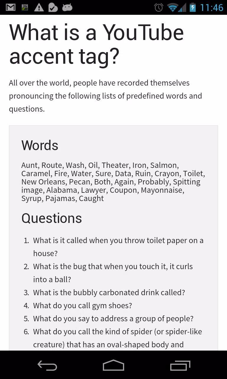 Accent Challenge Questions And Word List