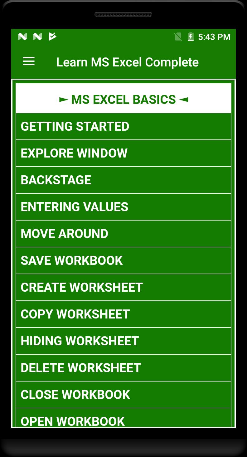Learn MS Excel Complete APK للاندرويد تنزيل Learn MS Excel Complete APK للاندرويد تنزيل