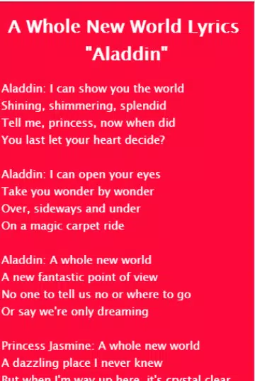 A Whole New World Meaning
