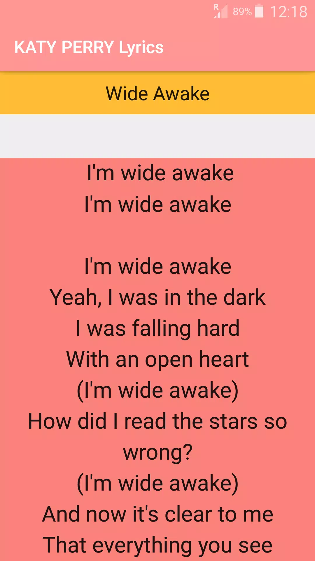 Katy Perry Wide Awake Lyrics