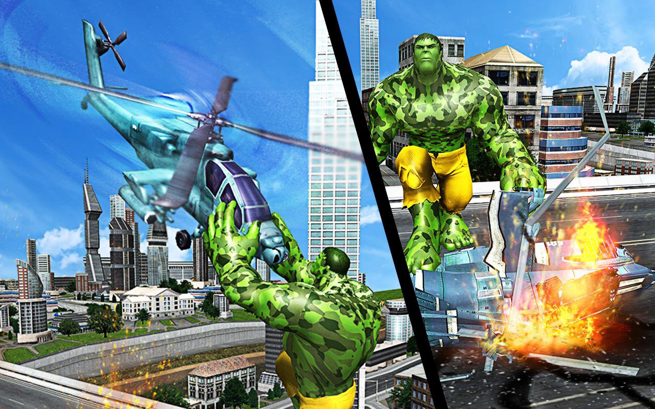 Bulky Monster Hero vs Army Gunship Helicopters War APK للاندرويد تنزيل
