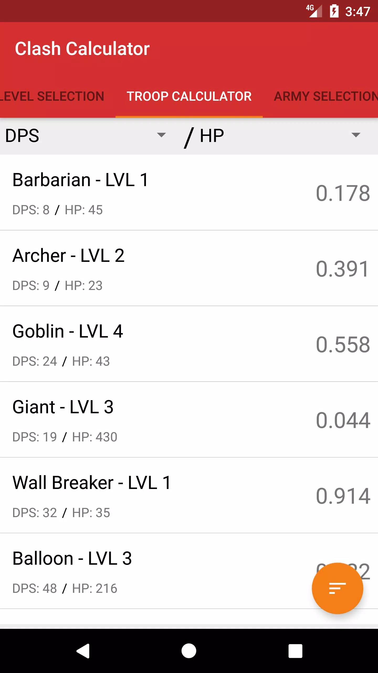 Clash Of Clans Troop Calculator