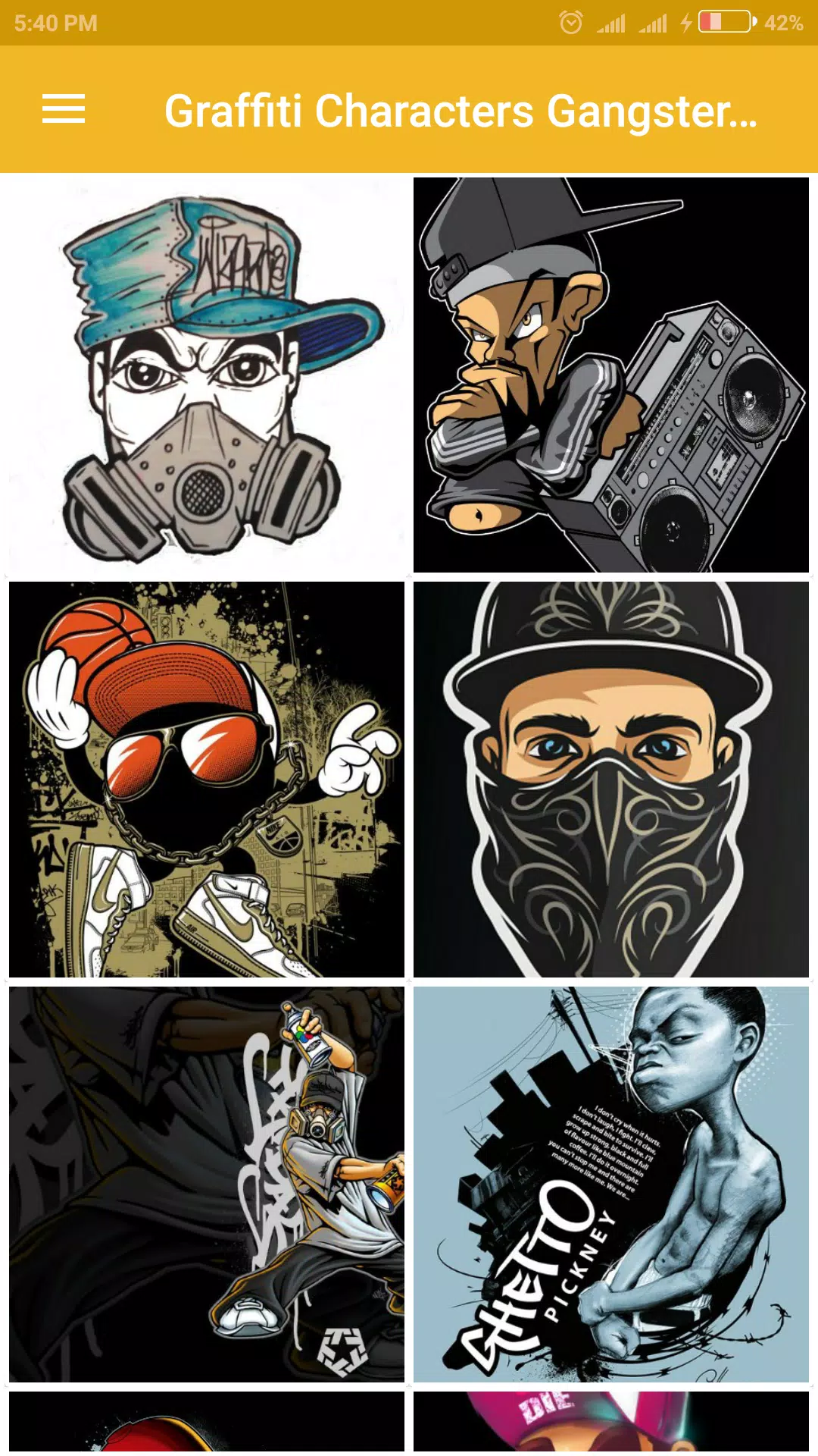 Gangster Cartoon Character Drawings