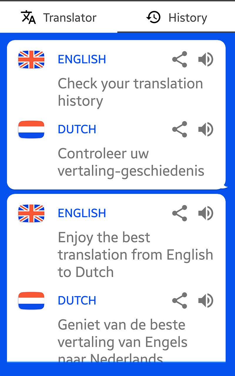 Dutch - English Translator ( Text to Speech ) APK für Android herunterladen