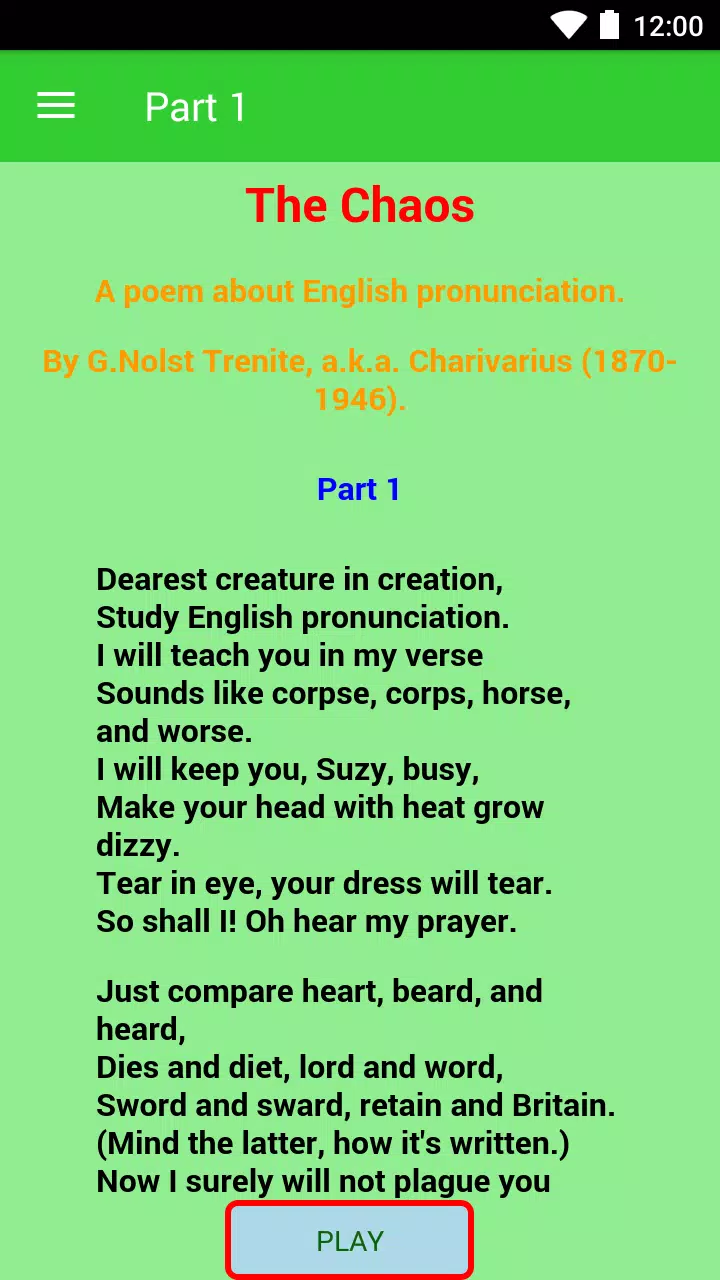 English Pronunciation Poem