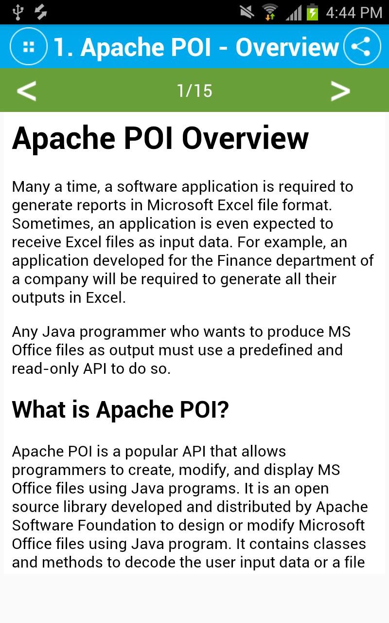 Free Apache Poi Tutorial Apk For Android Download