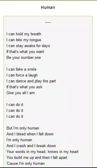 Human Christina Perri Lyrics