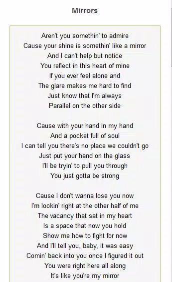 Justin Timberlake Mirrors Lyrics