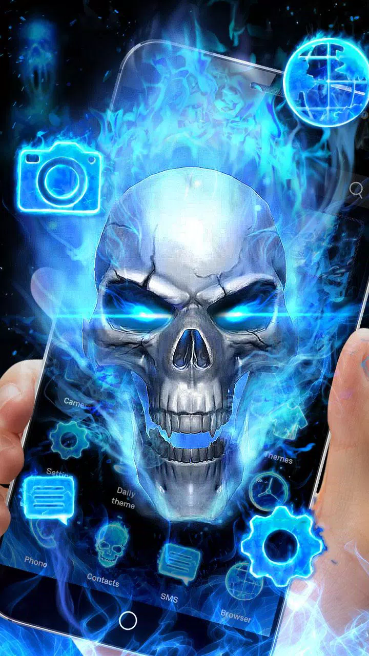 Blue Flame Skull Wallpaper