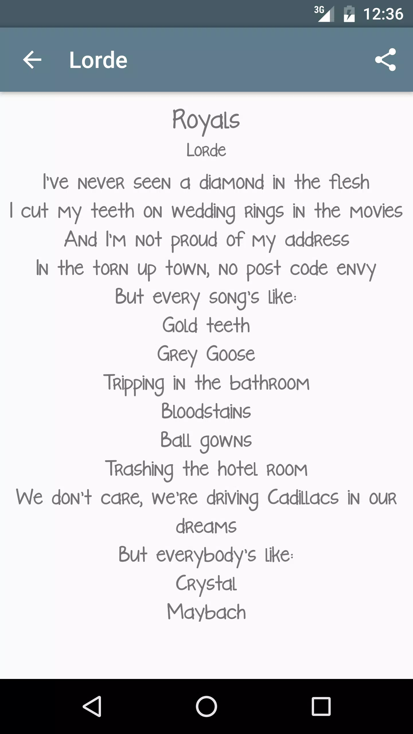 Royals Lorde Lyrics On Screen