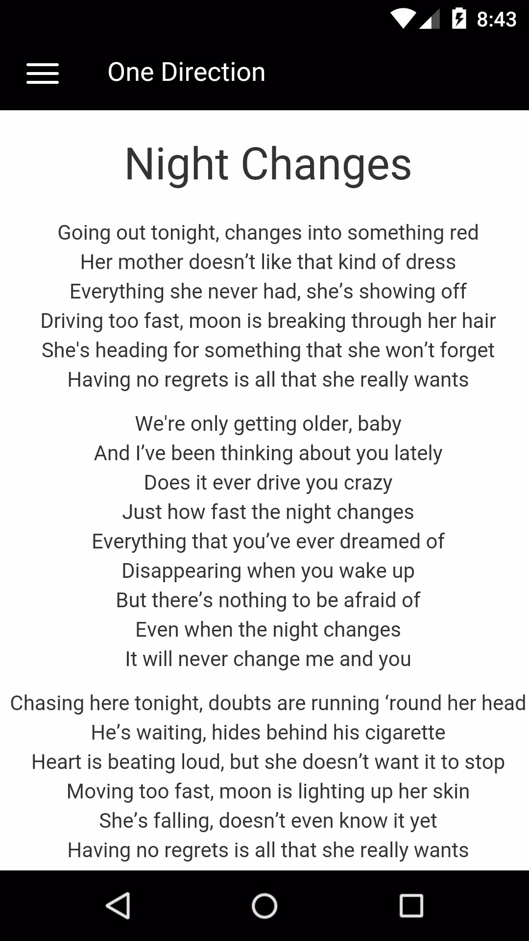 One Direction Right Now Lyrics