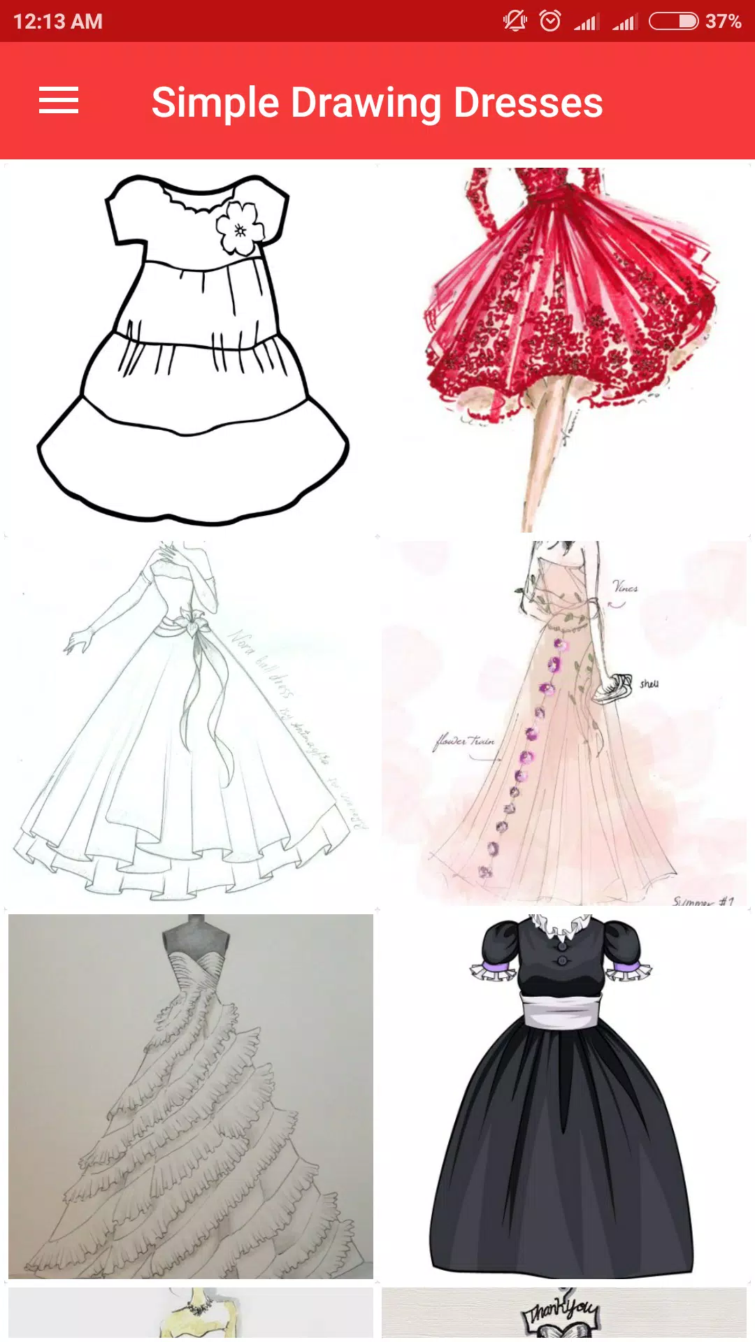 Simple Summer Dress Design Sketches