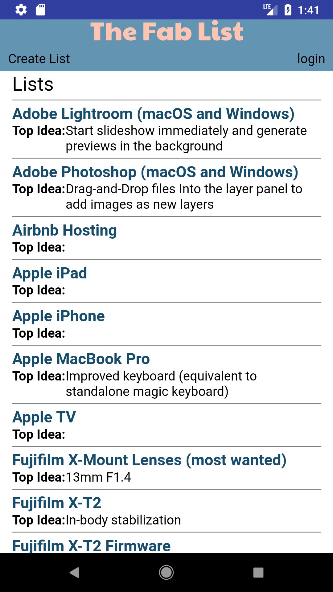 The Fab List APK للاندرويد تنزيل