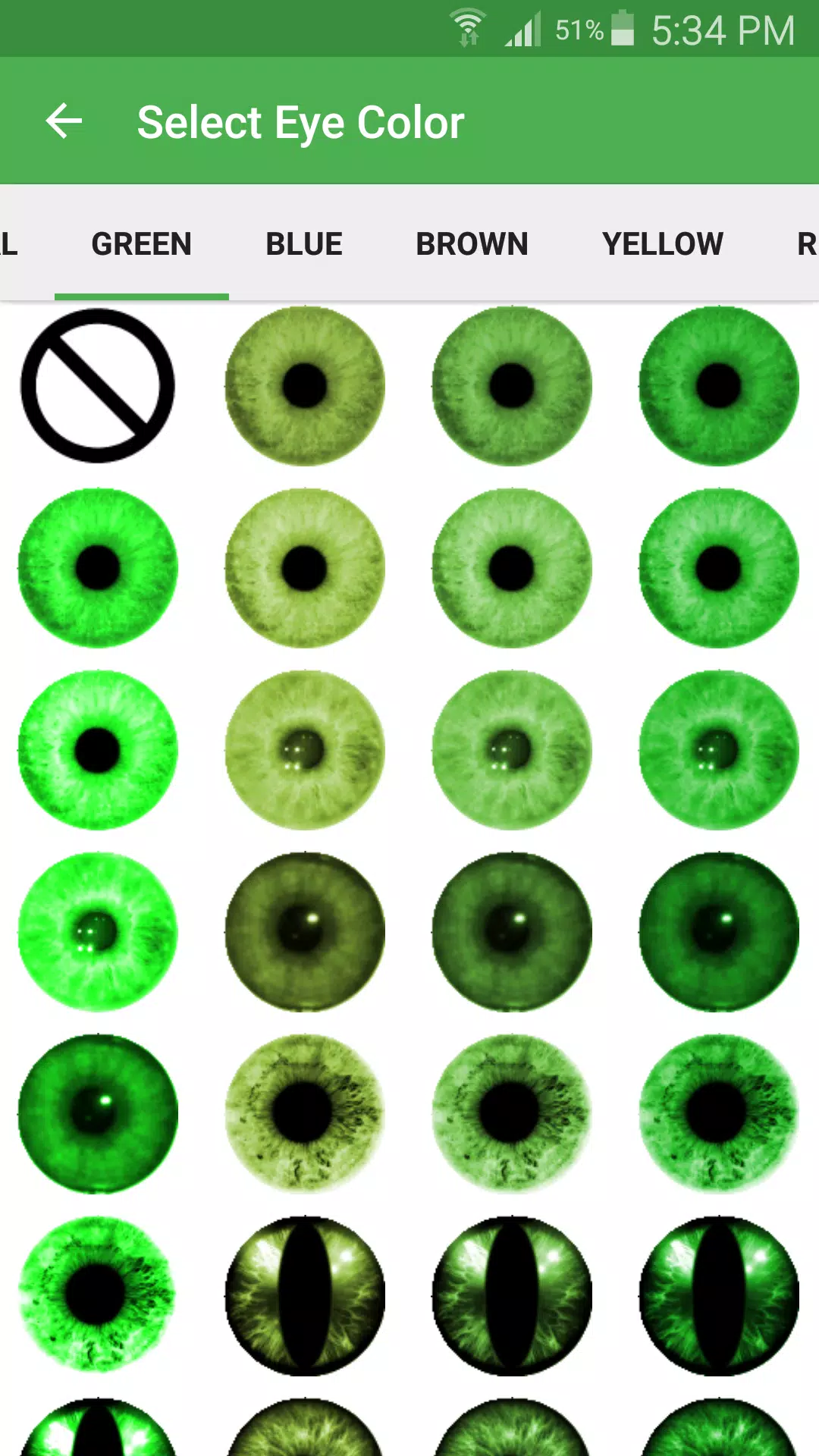 Green Eye Color Chart