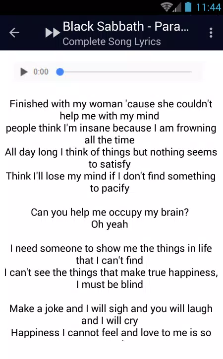 Black Sabbath Paranoid Lyrics