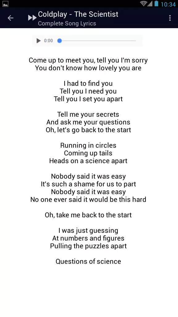 Coldplay The Scientist Lyrics