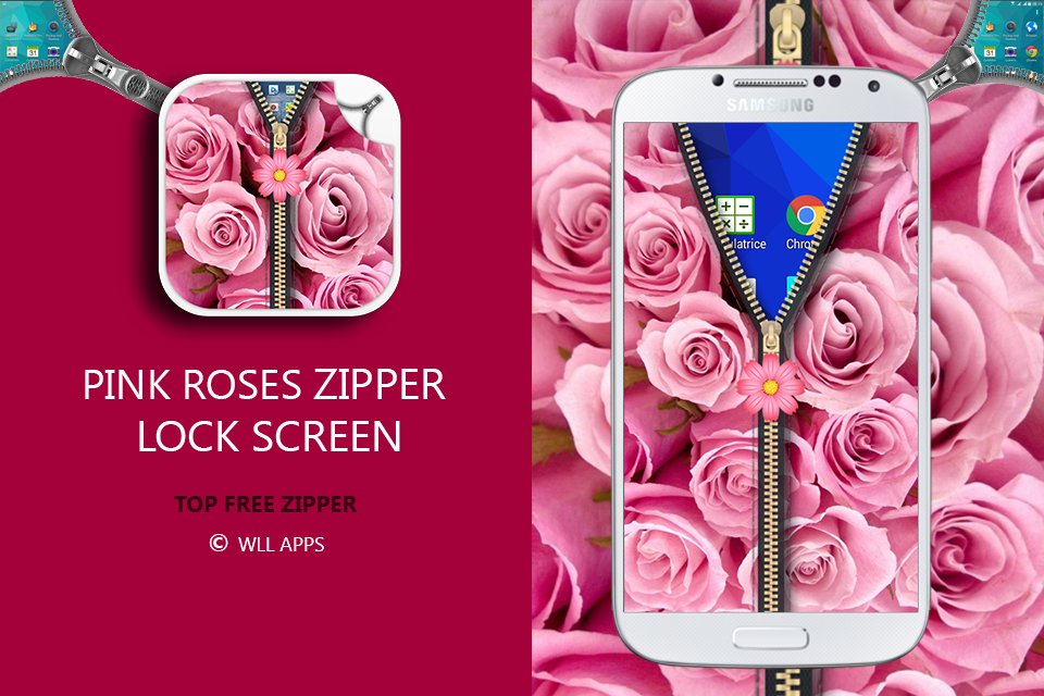 Pink Roses Zipper Lock Screen APK for Android Download