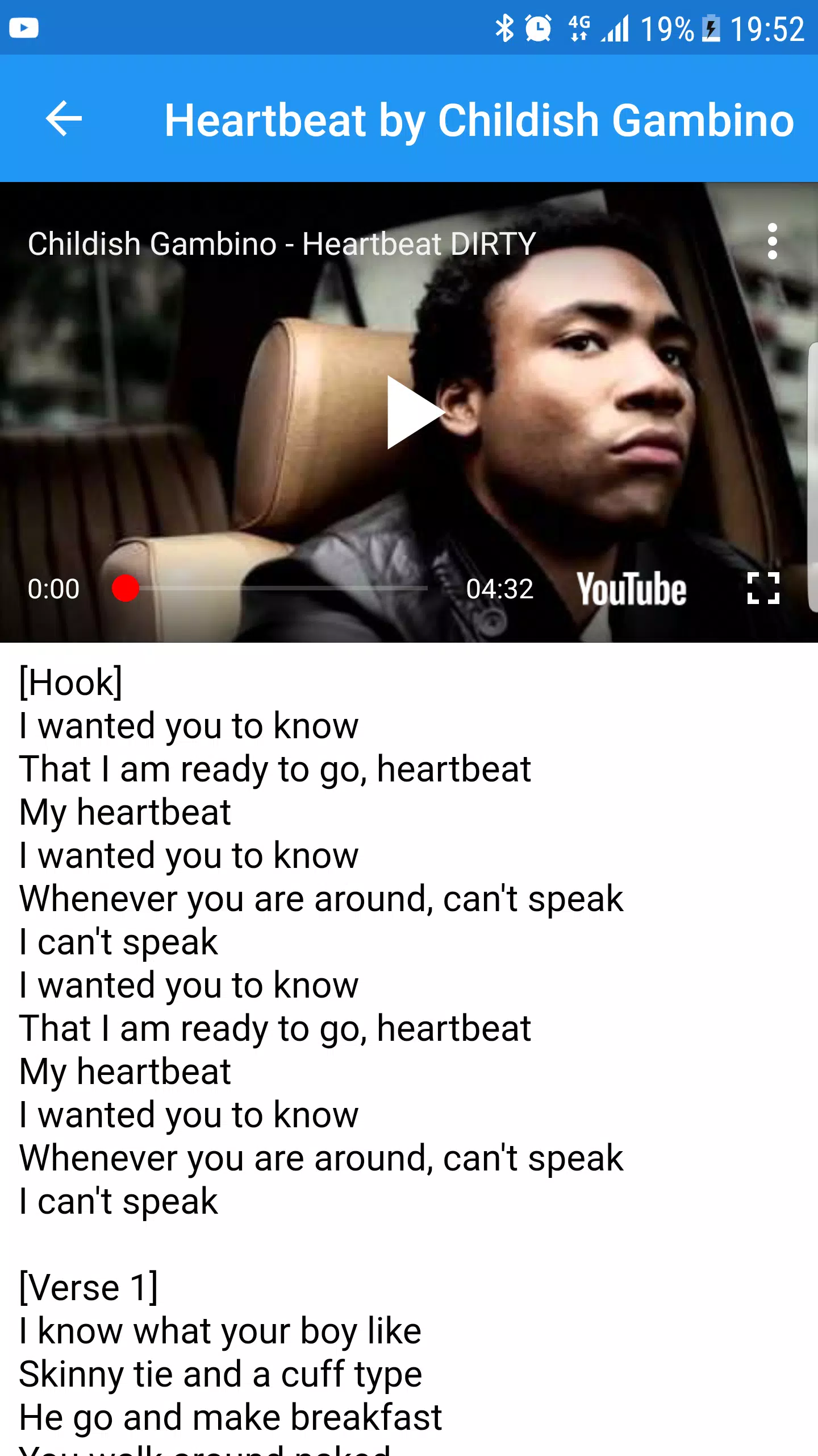 Childish Gambino Heartbeat Lyrics