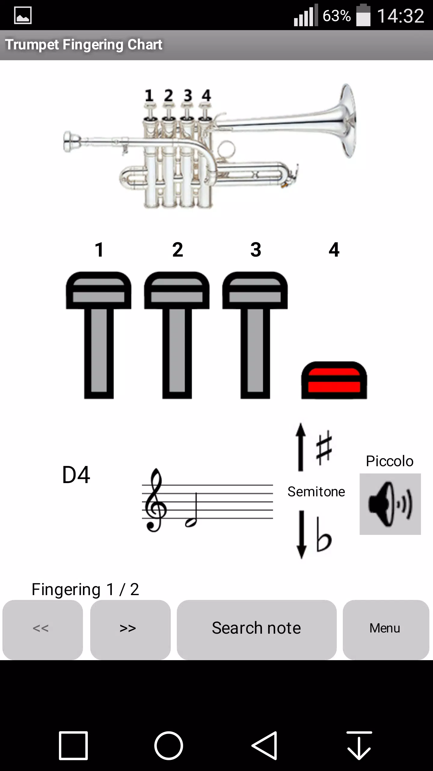 Piccolo Trumpet Diagram