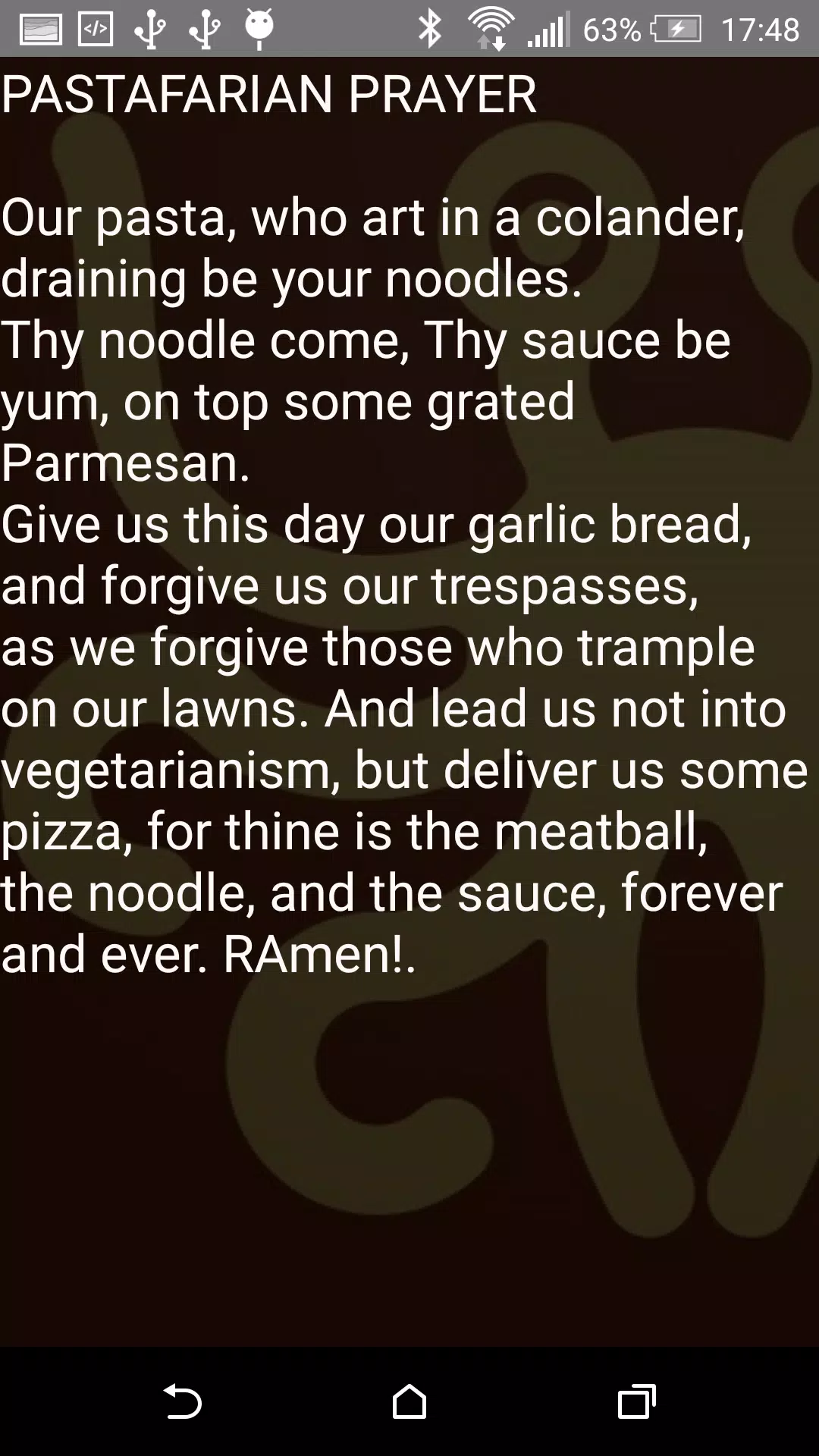 Pastafarianism Prayer