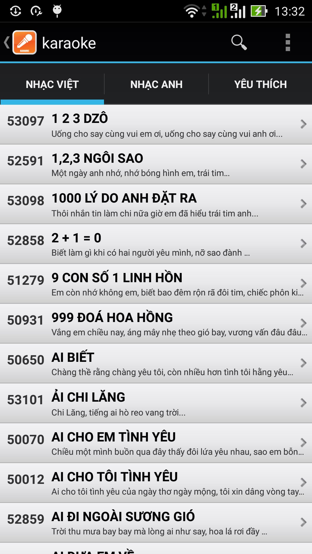 List Karaoke 5 number APK for Android Download