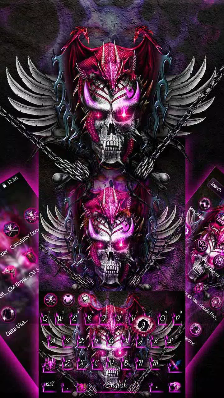Purple Dragon Skulls On Fire