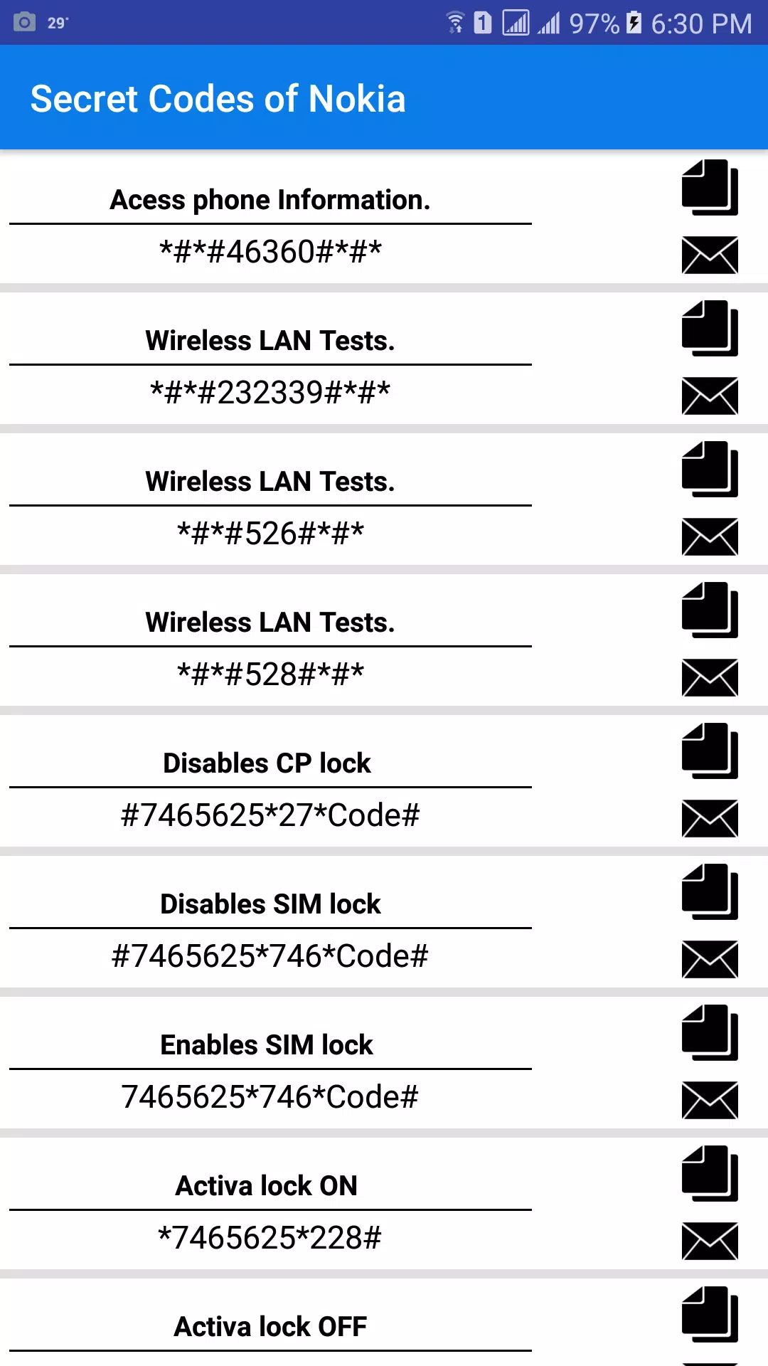 All Nokia Mobile Codes