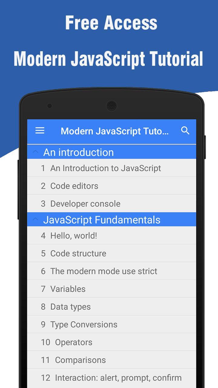Modern Javascript Tutorial Apk للاندرويد تنزيل