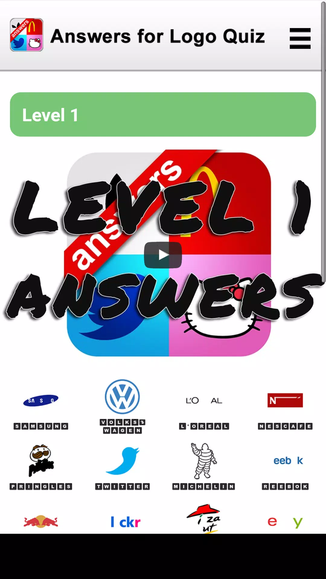 Level 1 Logo Quiz Answers
