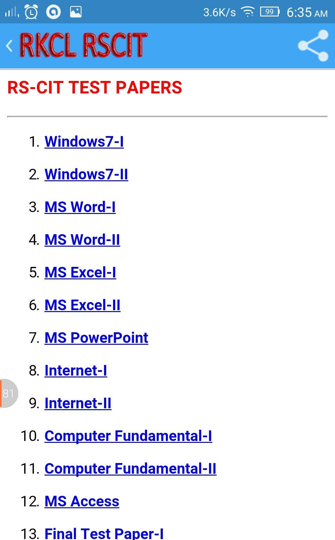 Rkcl Rscit Computer Course Apk For Android Download