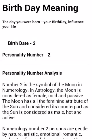 Birthday Meanings By Date