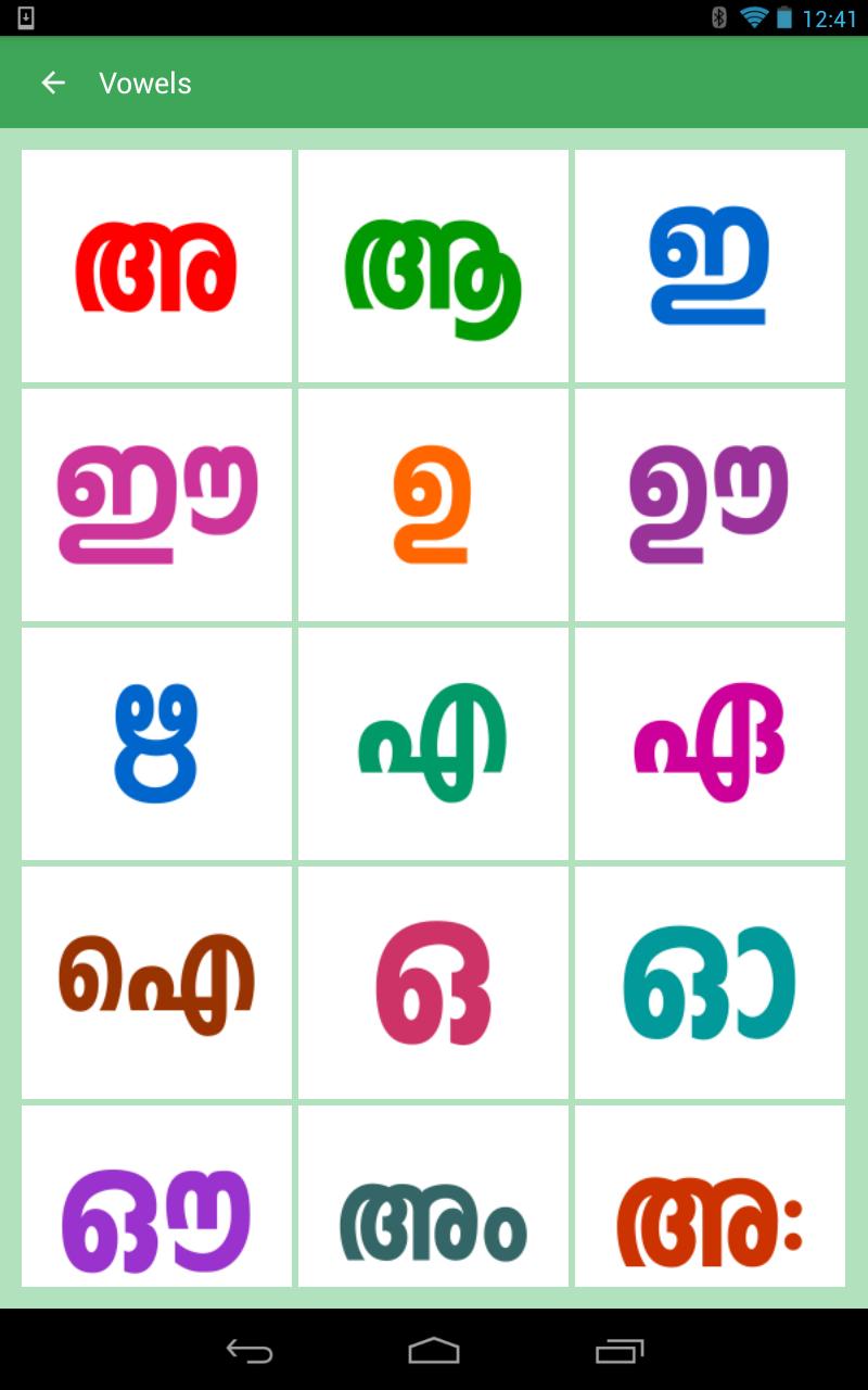 Malayalam Alphabets Malayalam Alphabets