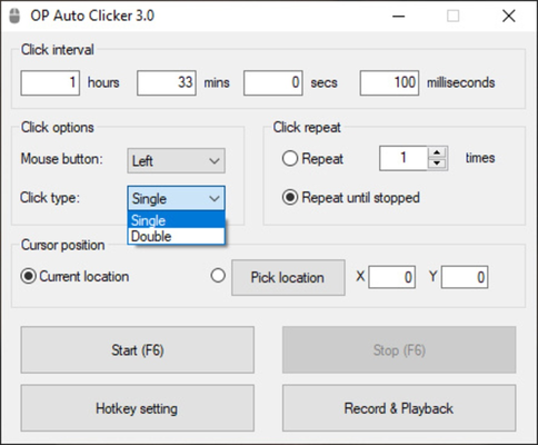 OP Auto Clicker for PC Windows 3.1 Download