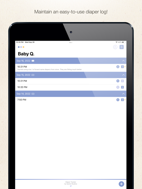 Diaper Tracker - Wet & Dirty pour iOS (iPhone/iPad/iPod touch) - Téléchargement gratuit sur AppPure