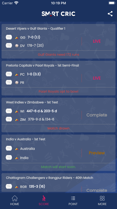 Smartcric - Live Cricket for iOS (iPhone/iPad/iPod touch) - Free Download at AppPure