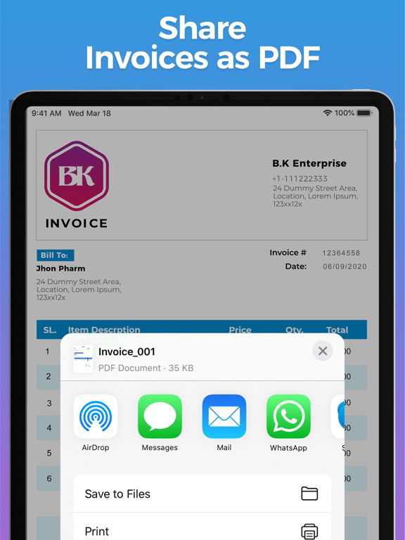 Spark: invoice maker app para iOS (iPhone/iPad) - Baixar Grátis no AppPure