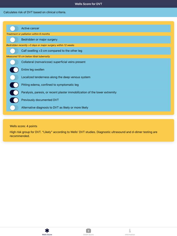 Wells Score Calculator for DVT for iOS (iPhone/iPad/iPod touch) - Free ...