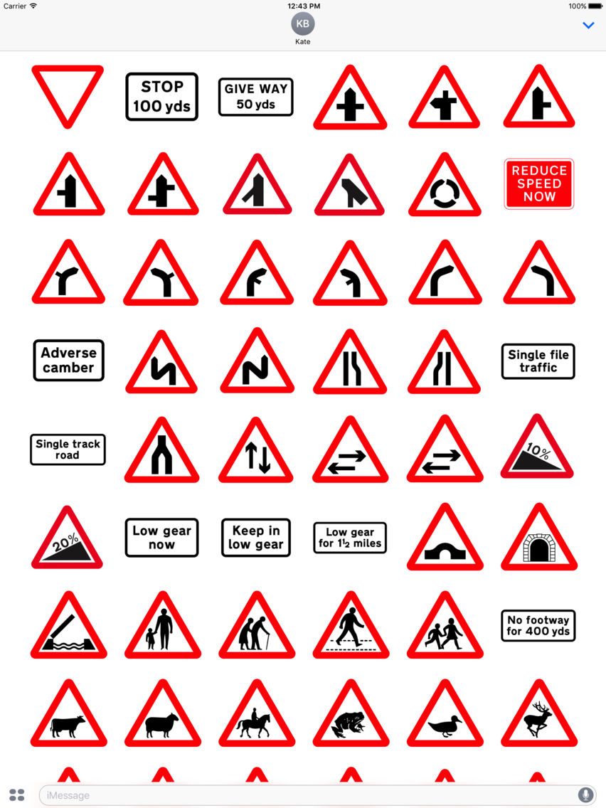 200 UK Highway & Traffic Signs Stickers for iOS (iPhone/iPad) Latest ...