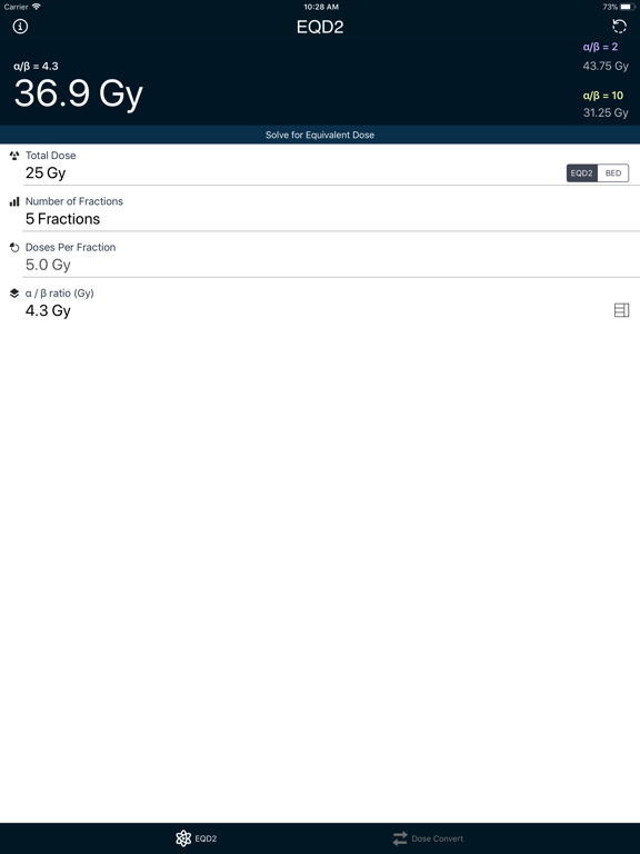 EQD2 Calculator for iOS (iPhone/iPad/iPod touch) - Free Download at AppPure