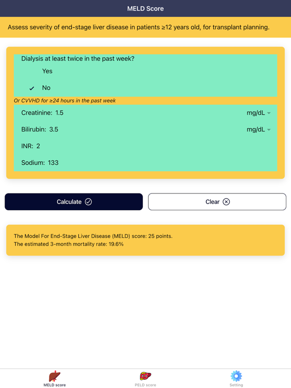 Pocket MELD Score Calculator for iOS (iPhone/iPad/iPod touch) - Free ...