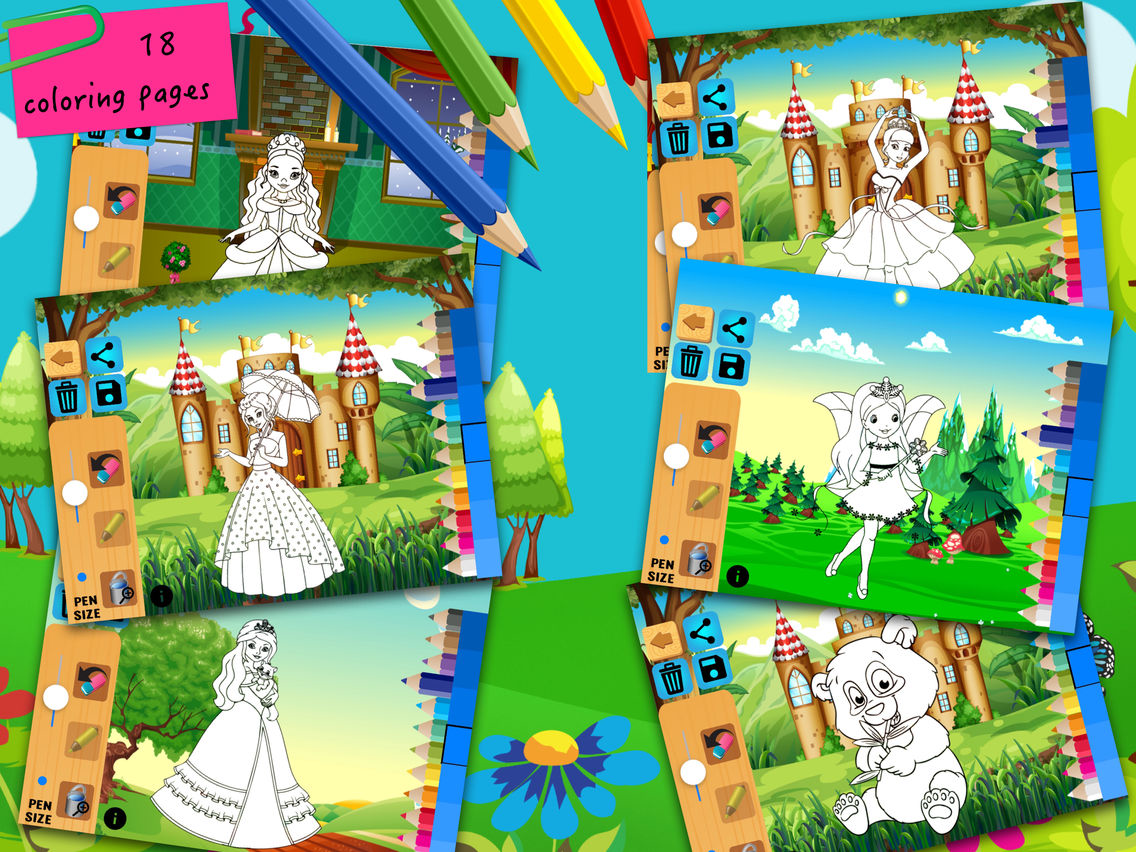 Princess fairy tale coloring pages for girls for iOS (iPhone/iPad ...
