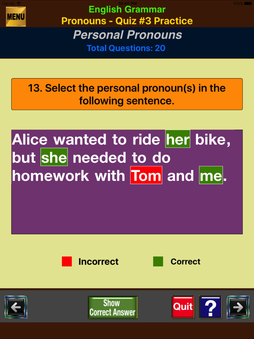 easyLearn Pronouns in English Grammar for iOS (iPhone/iPad) Latest ...