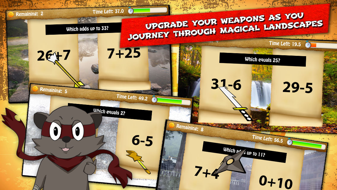 Raccoon Ninja: Addition Subtraction Games and Problems for Fast Basic ...