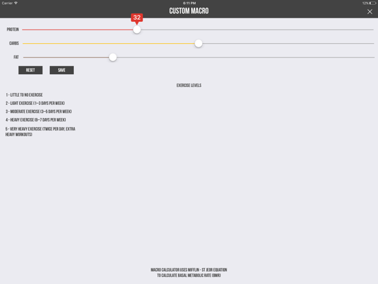 Macro Calculator - Mifflin-St Jeor Formula for iOS (iPhone/iPad/Apple ...