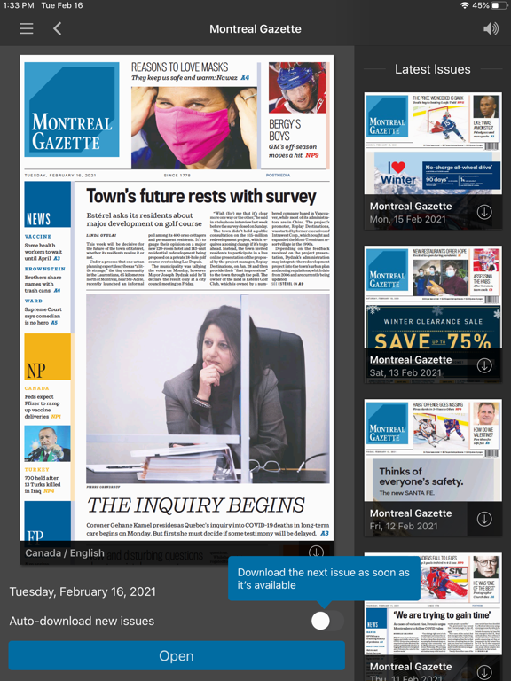 Montreal Gazette ePaper pour iOS (iPhone/iPad/iPod touch ...