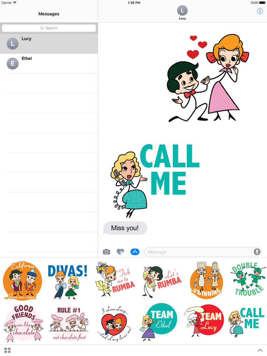 I Love Lucy - Cartoon Stick Figure Stickers for iOS (iPhone/iPad ...